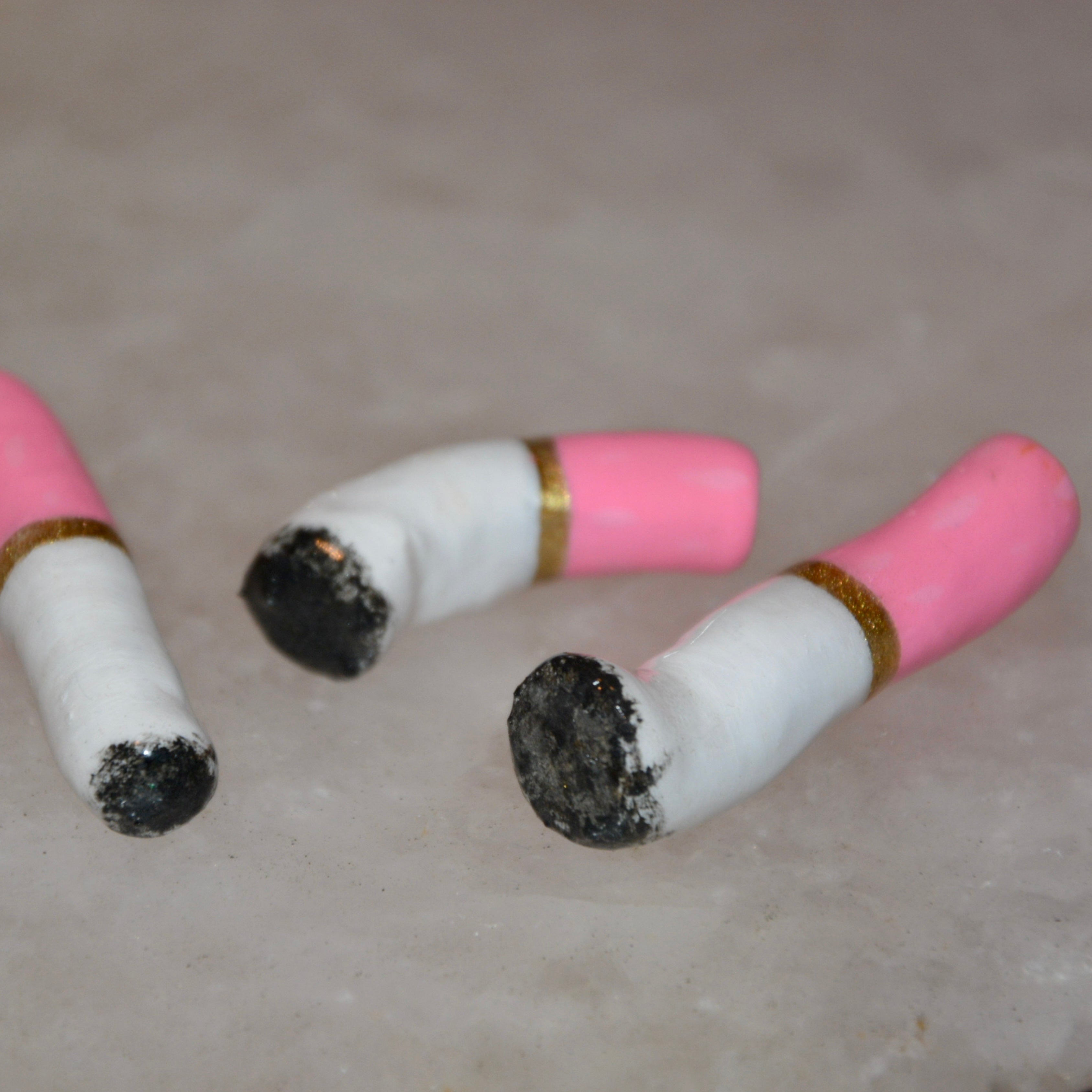PINK CERAMIC CIGARETTES - SET OF THREE